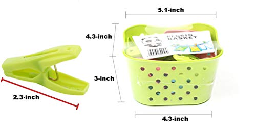 Goeielewe 30 Pcs Plastic Clothespins Clothing Clips Pegs with Storage Basket, Multifunction Windproof Clothing Towel Clips for Clothesline Hangers (Purple)