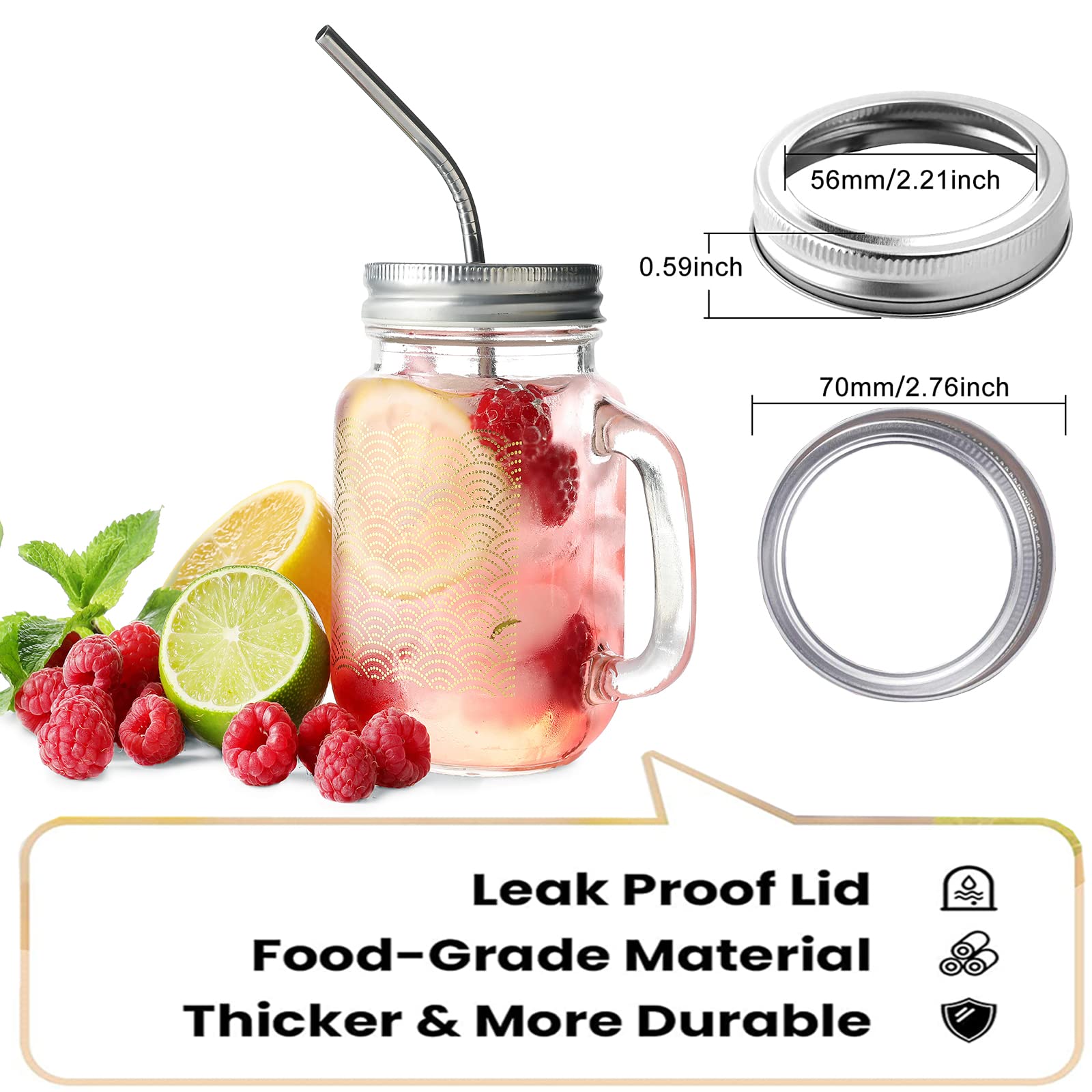140 PCS Regular Mouth Canning Rings, Regular Mouth Mason Jar Rings - Split-Type Seals Jar Rings, Bands for Mason Jar Small Mouth (140 PCS REGULAR MOUTH 70MM, Silver)