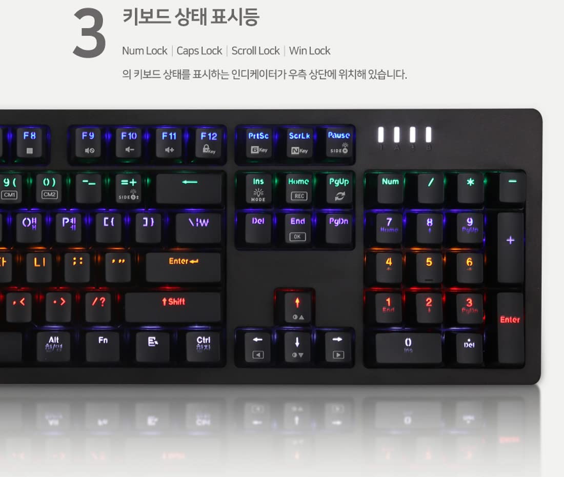 ABKO K515 RGB Gaming Quick Swap Switch Mechanical Keyboard (English/Korean Keycaps) (White, Blue Switch)
