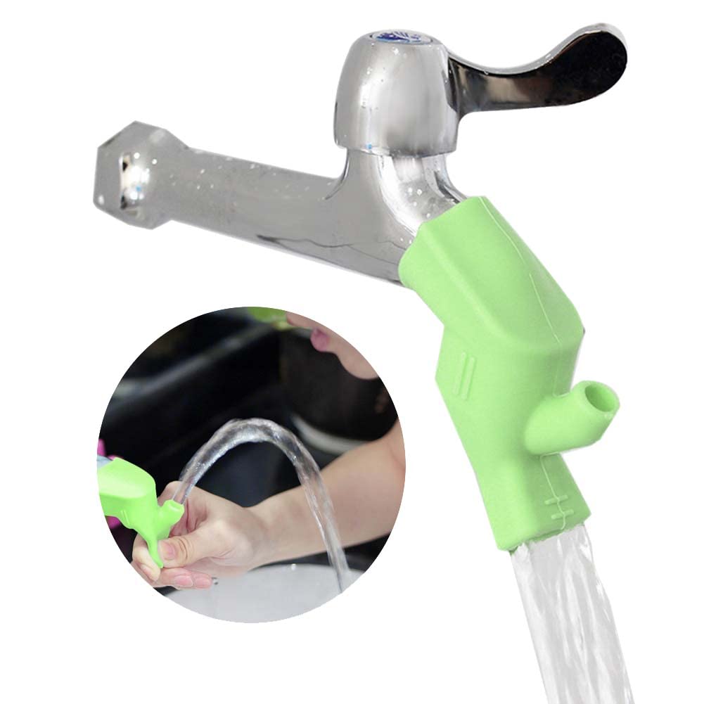 Alvinlite Faucet Extender for Toddlers,Silicone Sink Extender Cute Faucet Cover Kids Hand Wash Helper Water Spout Extender for Bathroom Sink Kitchen Counter(Green)