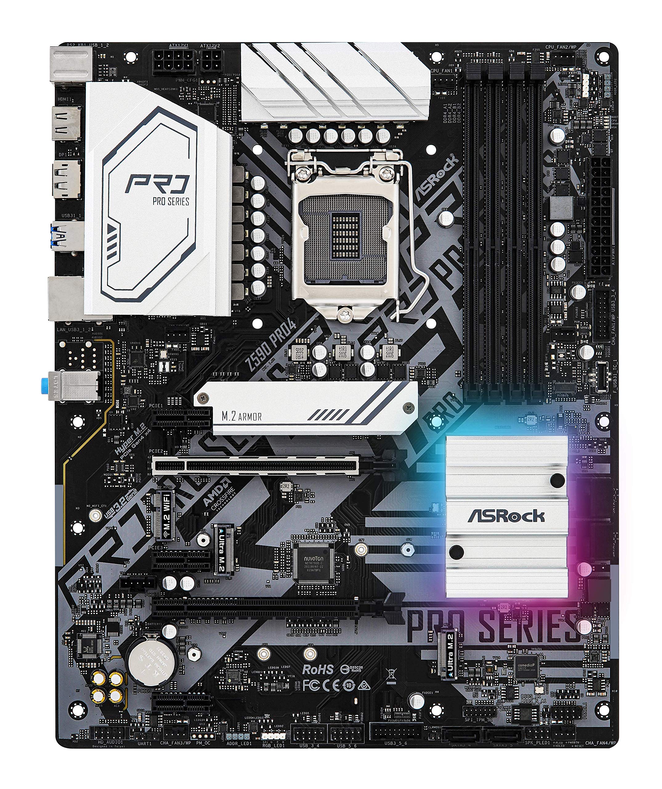 ASROCK Z590 PRO4 Socket LGA1200/ Intel Z590/ DDR4/ Quad CrossFireX/ SATA3&USB3.2/ M.2/ ATX Motherboard