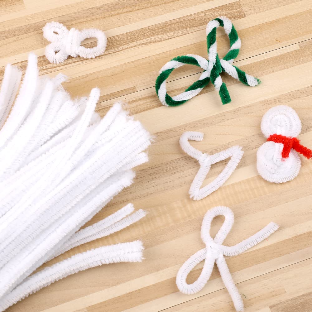 160 Pieces White Pipe Cleaners, Christmas Craft Pipe Cleaners, Pipe Cleaners Chenille Stem, Pipe Cleaners Bulk, Art Pipe Cleaners for Creative Home Decoration Supplies Arts and Crafts Project