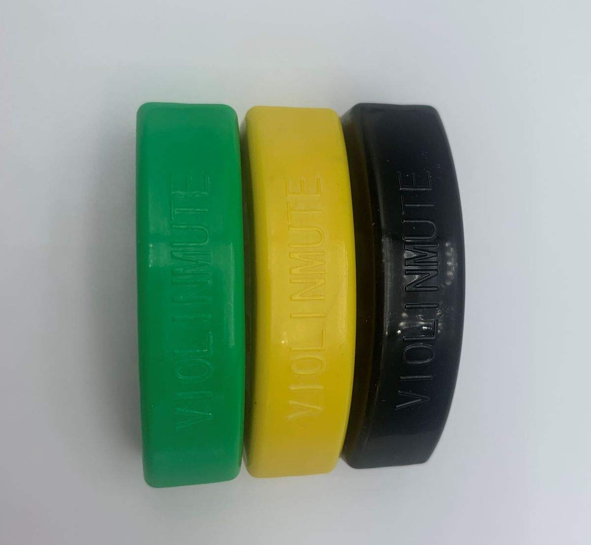 3PCS Violin Practice Mute, Rubber Practice Violin Silencer for 4/4 Violin Volume Control, Black, Green, Yellow
