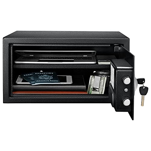 Amazon Basics Steel Security Safe with Programmable Electronic Keypad - Secure Cash, Jewelry, ID Documents - Black, 1 Cubic Feet, 16.93"W x 14.57"D x 9.06"H