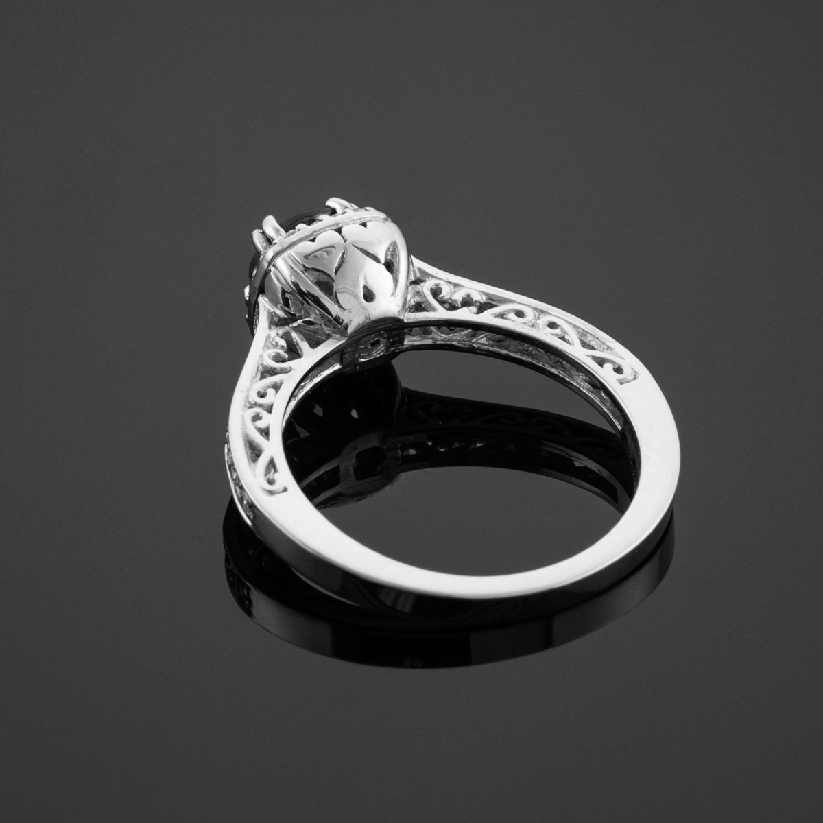 10k White Gold Diamond Halo February Birthstone Band Amethyst Engagement Ring (Size 10.75)