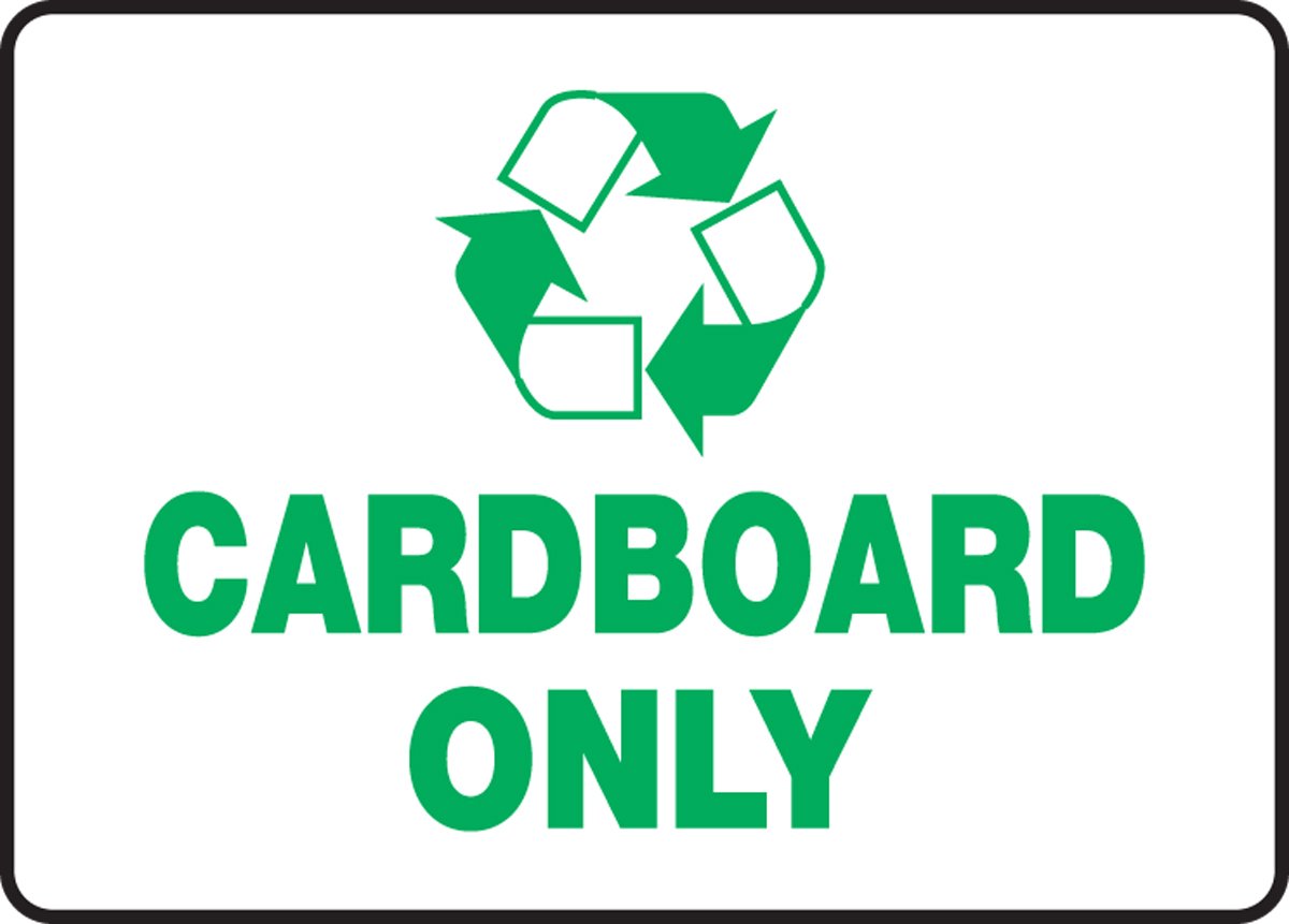 Accuform Signs MPLR557VS Adhesive Vinyl Recycle Sign, Legend "CARDBOARD ONLY" with Graphic, 7" Length x 10" Width x 0.004" Thickness, Green on White