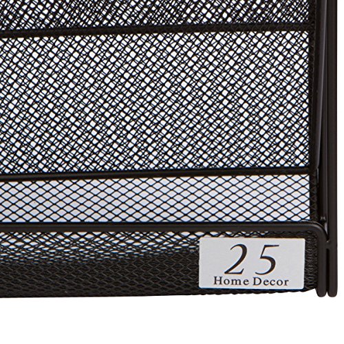 5 Pocket Wall Mounted File Hanging Organizer Metal Mesh Office Home Folder Binder Holder Magazine Mail Rack + Hardware, Black