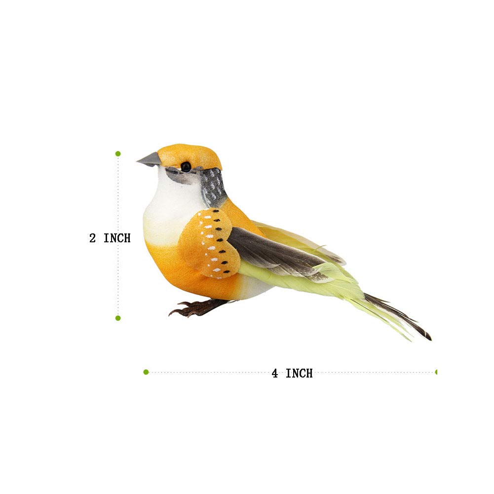 12 PCS Artificial Sparrow Simulation Foam Bird Feather Ornaments DIY Craft, Mini Cute Birds Ornaments for Wedding,Party, Home Decor, Garden.