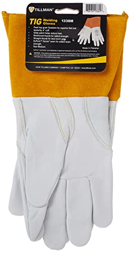 1338M Goatskin Tig Glove4 Cuff-Cd Medium by Tillman (1338 - MEDIUM), White