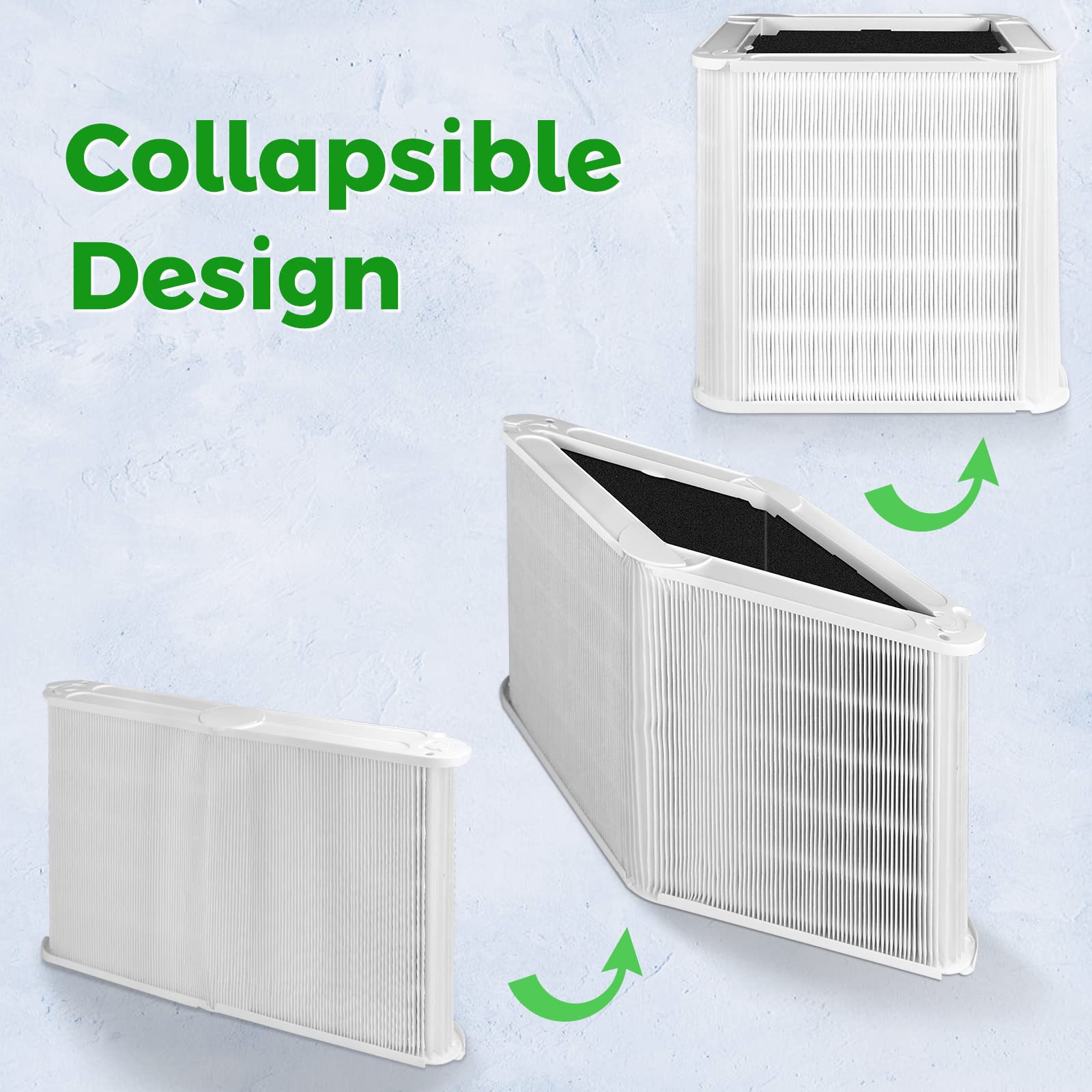 2 Pack 211+ Replacement Filter Compatible with Blueair Blue Pure 211+ Air Cleaner Purifier, Foldable Particle & Activated Carbon Filter, True HEPA Replacement Filter