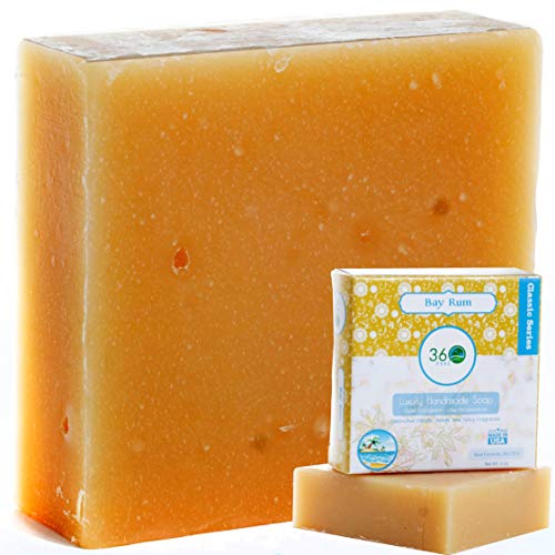 360Feel Bay Rum Soap - Handmade Bar with Woodsy Sweet, Spicy Scent and Bay Rum Shaving Soap - Gift Ready for Men - Castile Man - 5 Ounce