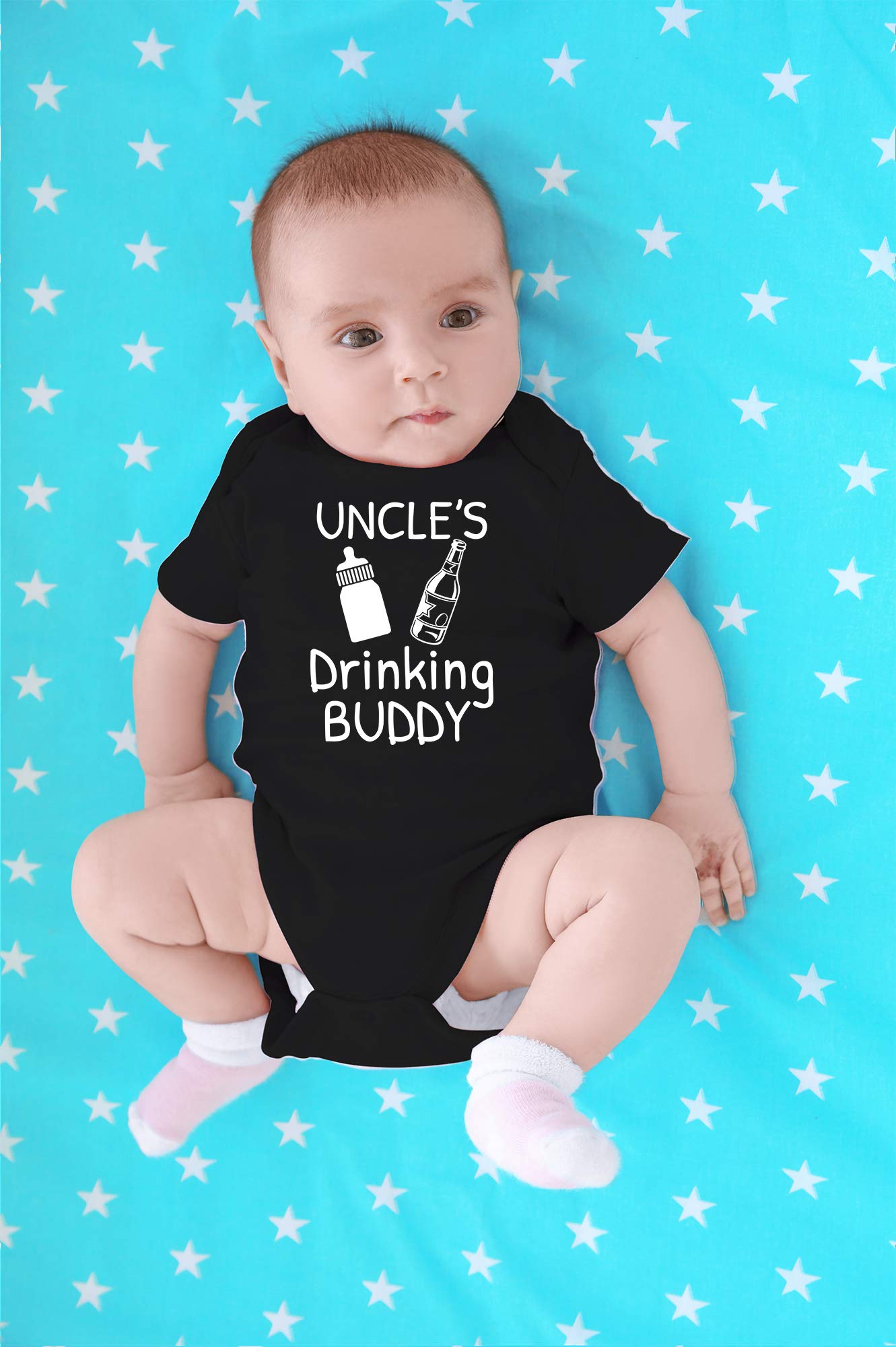 CBTwear Uncles Drinking Buddy Baby Bodysuit Cute Newborn Boy Clothes Adorable Infant Unisex Romper (6 Months, Black)
