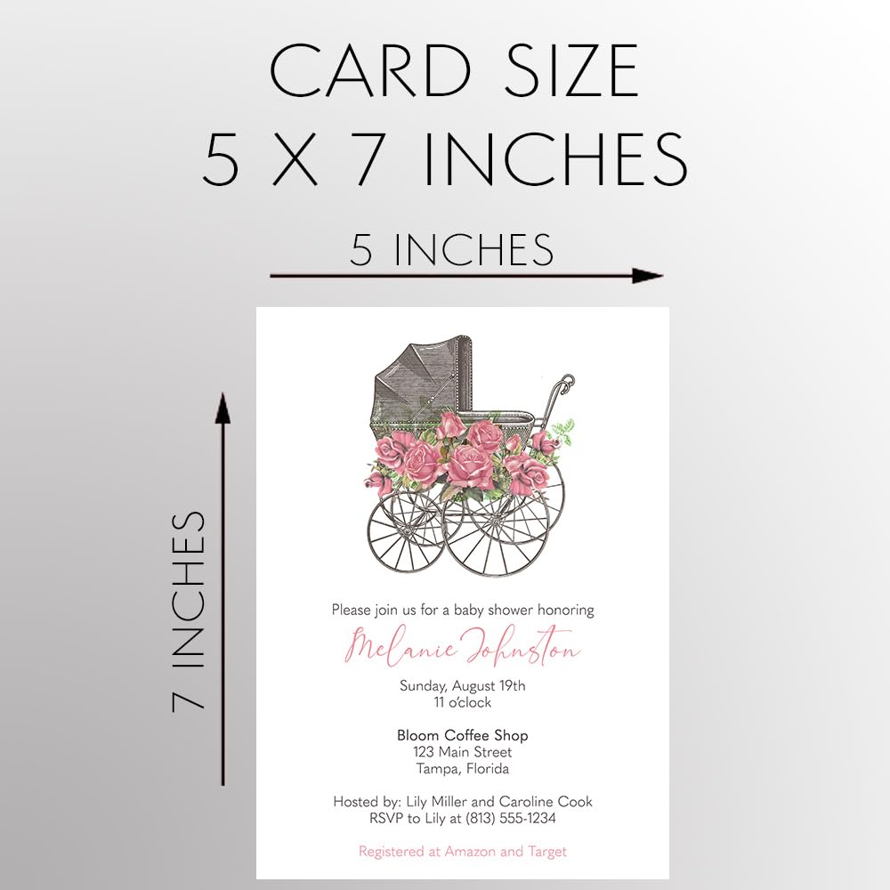 Baby Shower Vintage Invitations Customizable Coquette Bridgerton Invites With Envelopes (12 Count)