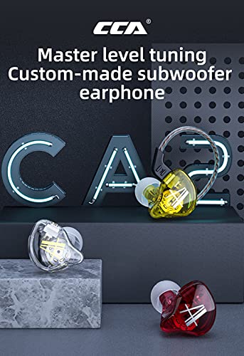 CCA-CA2 Custom-made Subwoofer in-Ear Earphones, HiFI Stereo Lightweight Noise Isolating Sport IEM Wired Headphones/Earbuds/Headsets with Detachable Cable (without Mic, Pomegranate red)