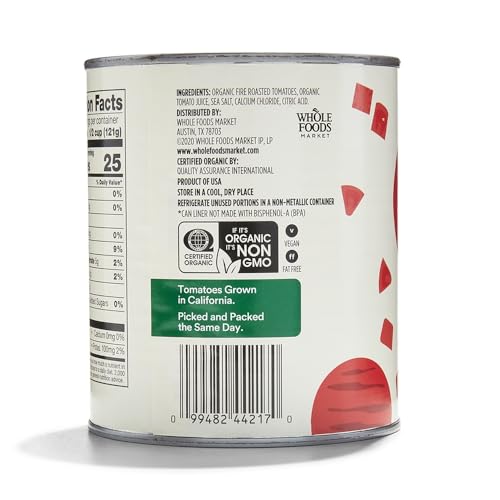 365 by Whole Foods Market, Tomatoes Diced Fire Roasted Organic, 28 Ounce
