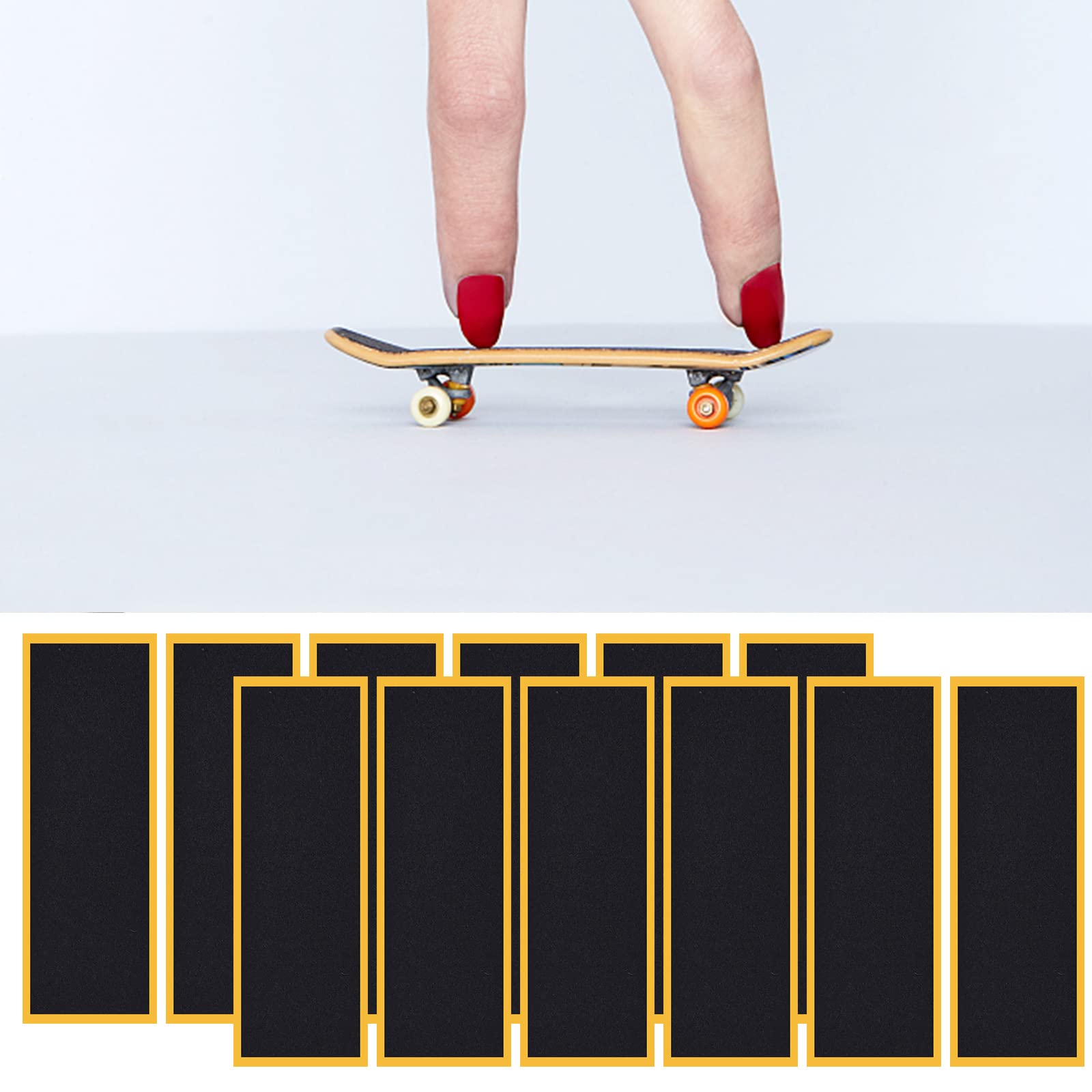 12 Piece Mini Finger Fingerboard Grip Tape,Foam Grip Tape Pro Fingerboard Tech Deck Performance Series,P-rep Professional Original Black Skateboard Fingerboard Foam Grip Tape Stickers,38mmX110mm