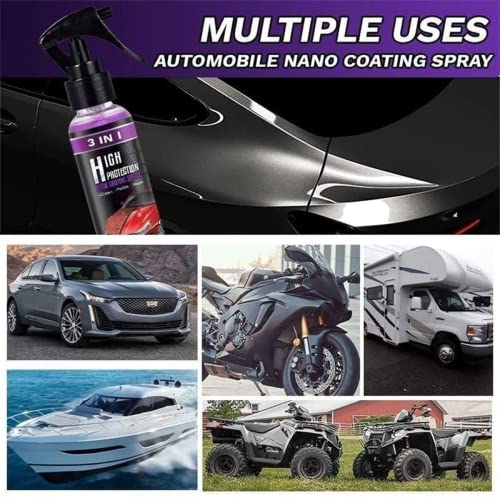 3 in 1 High Protection Quick Car Coating Spray, Ceramic Coating Fortify Quick Coat Car Wax Polish Spray for Cars, Plastic Parts Refurbish Agent, 3 in 1 high protection car coating spray (100 ML, 2PCS)