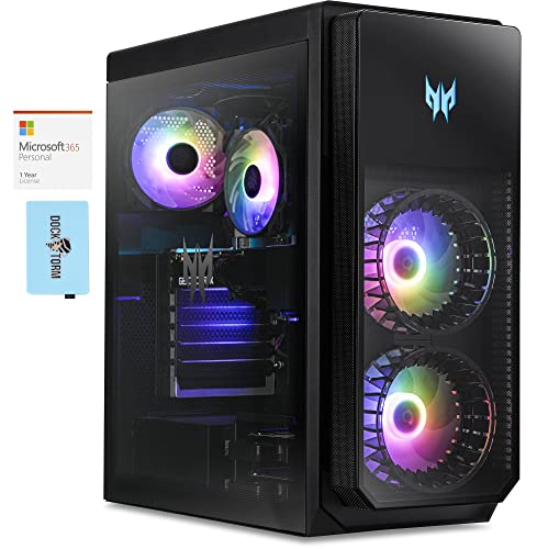 Acer Predator Orion 5000 Gaming & Entertainment Desktop PC (Intel i7-12700F 12-Core, 32GB DDR5 4400MHz RAM, 7.6TB SATA SSD, Win 11 Home) with MS 365 Personal, Dockztorm Hub