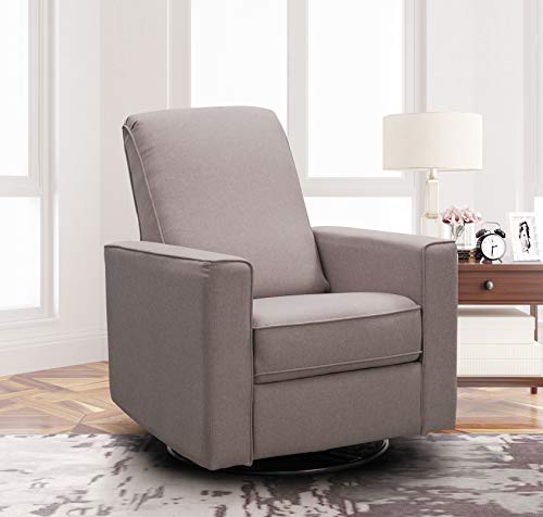 Abbyson Living Hampton Swivel Glider Nursery Recliner - Upholstered, Fully Padded, Reclining Rocking Chair, Taupe