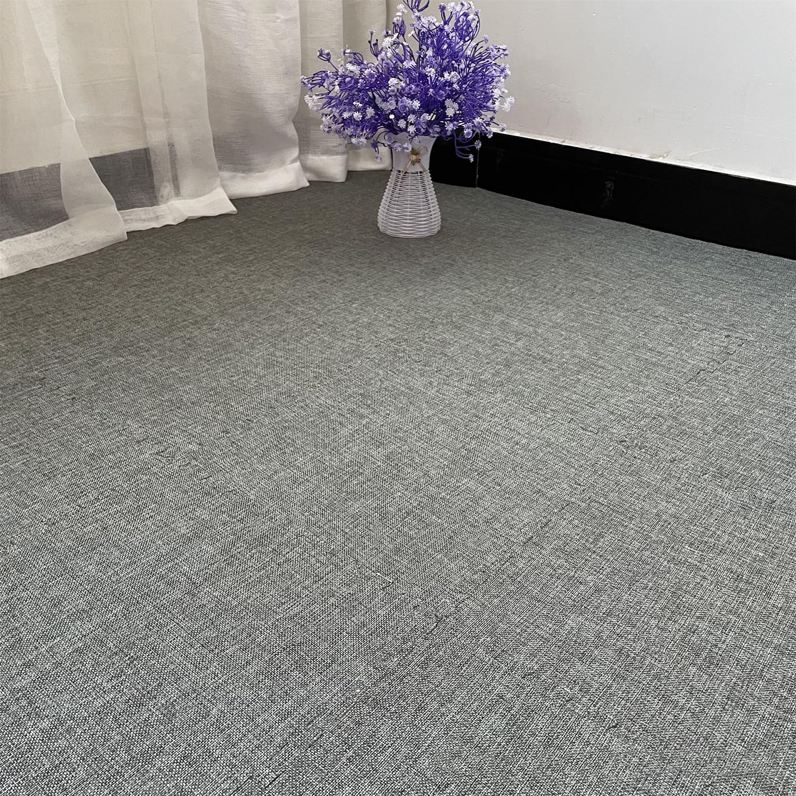 10 Pcs Non-Slip Puzzle Floor Tiles with Borders, Cotton Linen Interlocking Floor Mat in Two Sizes, Cold Insulation Moisture Proof Foam Play Mats