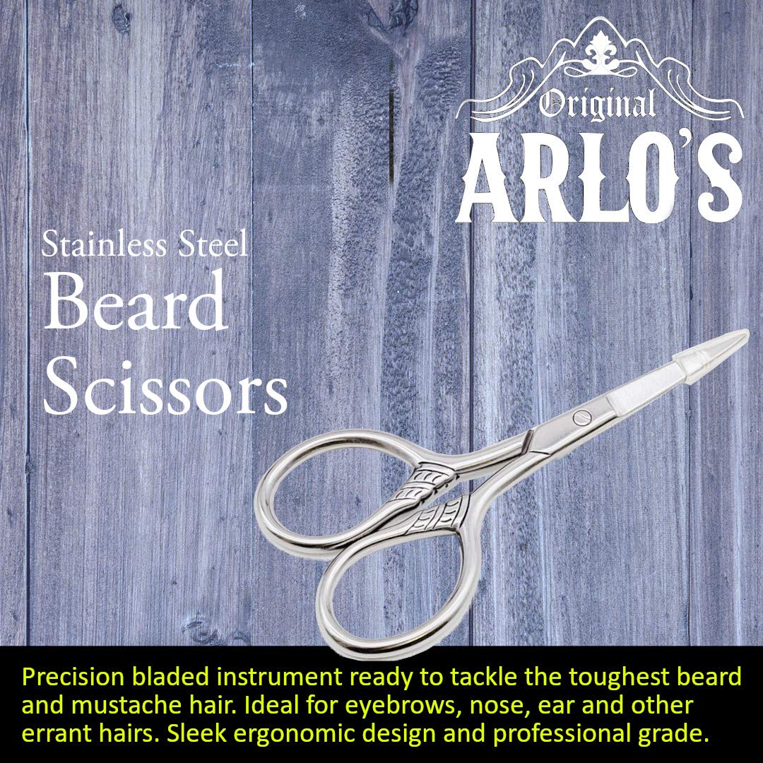 Arlo's 5-PC Mens Premium Beard Grooming Kit w/Coconut Beard Oil 2.5oz Beard Oil, Beard Brush, Beard Comb, Beard Scissors & Carry Bag