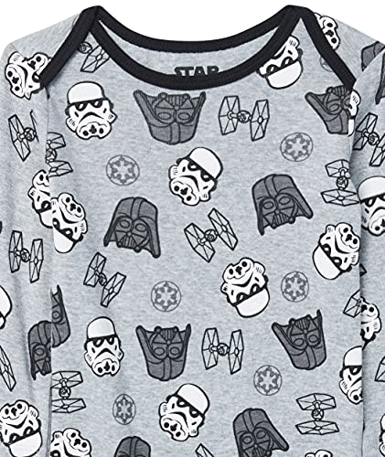 Amazon Essentials Disney | Marvel | Star Wars Unisex Babies' Long-Sleeve Bodysuits - Discontinued Colors, Pack of 5, Star Wars Tiny Trooper, 0-3 Months