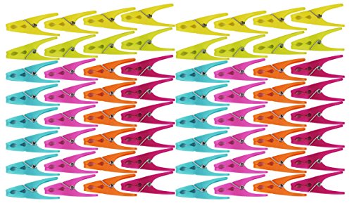 64 Plastic Clothespins w/ 6 Bright Colors - Clothes Pin, Laundry, Bag Clip, Chip Clip, Sealer, Ect.