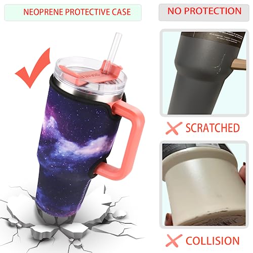 2 Pack Tumbler Carrier,Compatible with Stanley Adventure Quencher Travel Tumbler 40oz (2 starry sky purple)