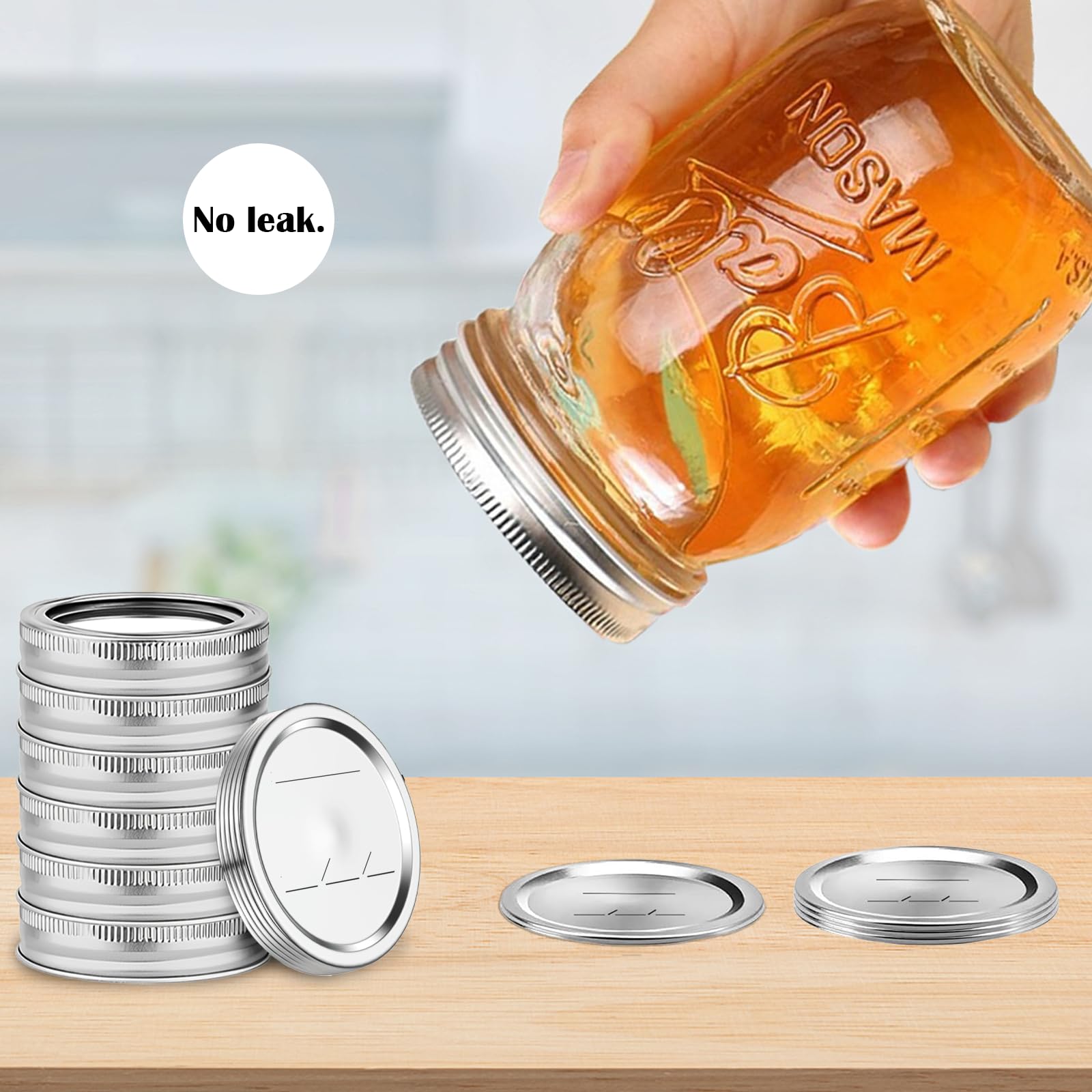 12 Pcs Antirust Regular Mouth Mason Jar Lids with Rings for Vacuum Sealer, Ball, Kerr Jars Canning Lids with Rings, Set of 6