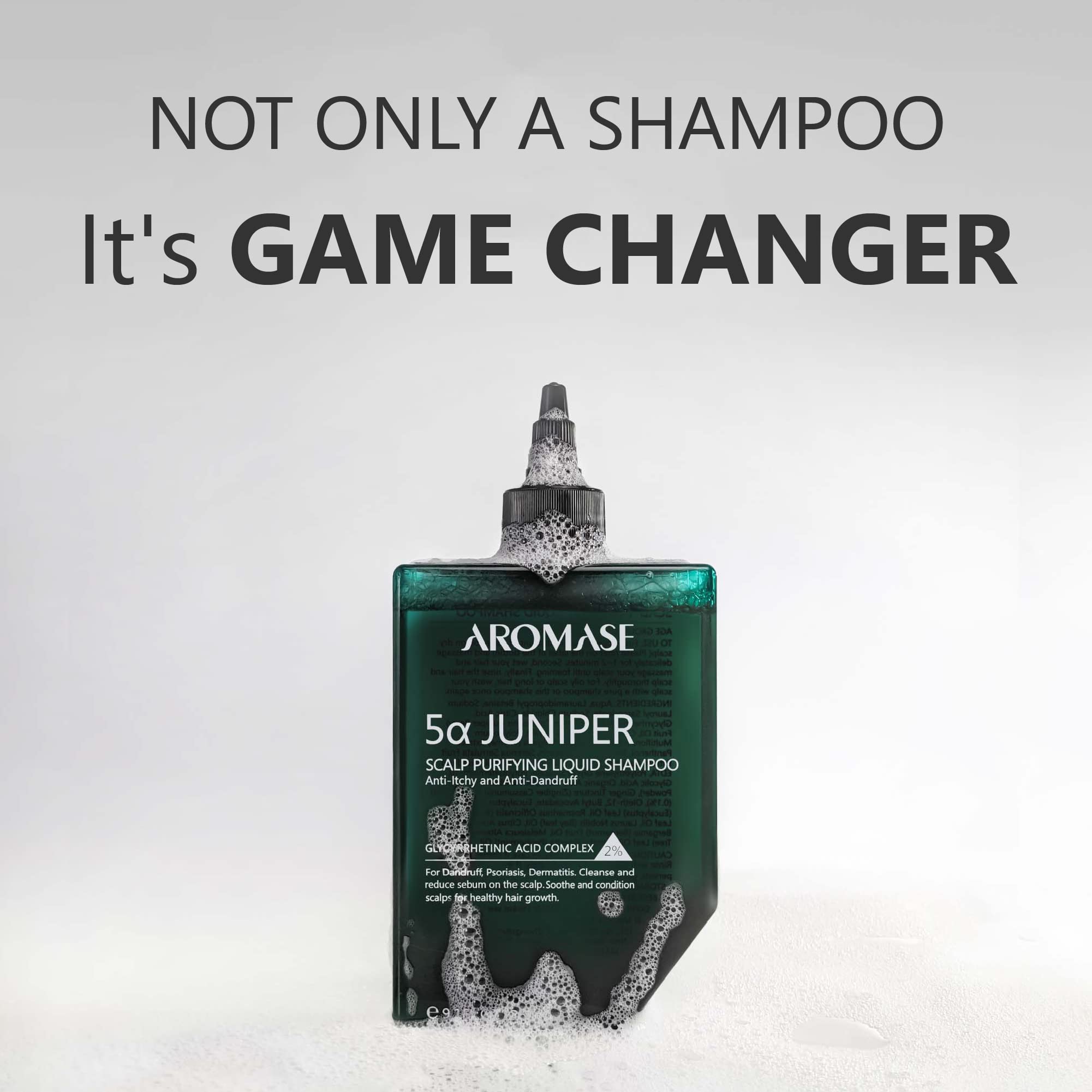 Aromase Oily Dandruff Solution Kit (5α Juniper Scalp Purifying Liquid Shampoo 9.1 Fl Oz + Oily Dandruff Solution Essential Shampoo 14 Fl. Oz) for Dermatitis, Oily itchy Scalp…