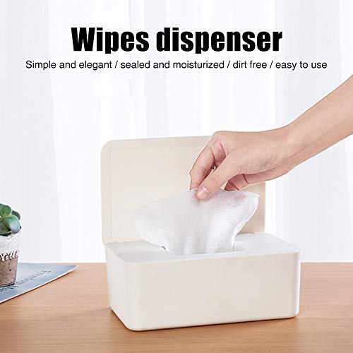 Lingtoolator Dispenser, Wet Wipes Storage Box Dustproof Tissue Box Case with Lid for Keeps Diaper Wipes Fresh, Easy Open Close Wipe Container(White)