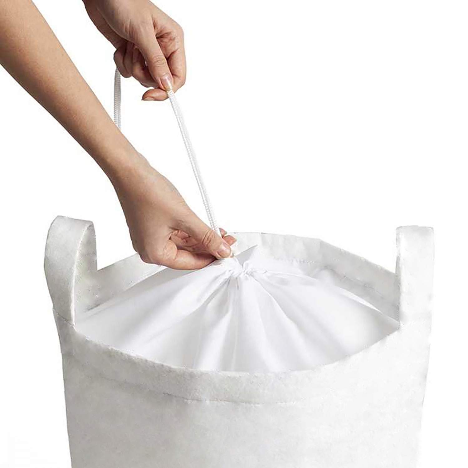 Ambesonne Star Laundry Bag, Big Stars Pattern Monochrome Modern Design Starry Night Themed, Hamper Basket with Handles Drawstring Closure for Laundromats, 13" x 19", White Grey