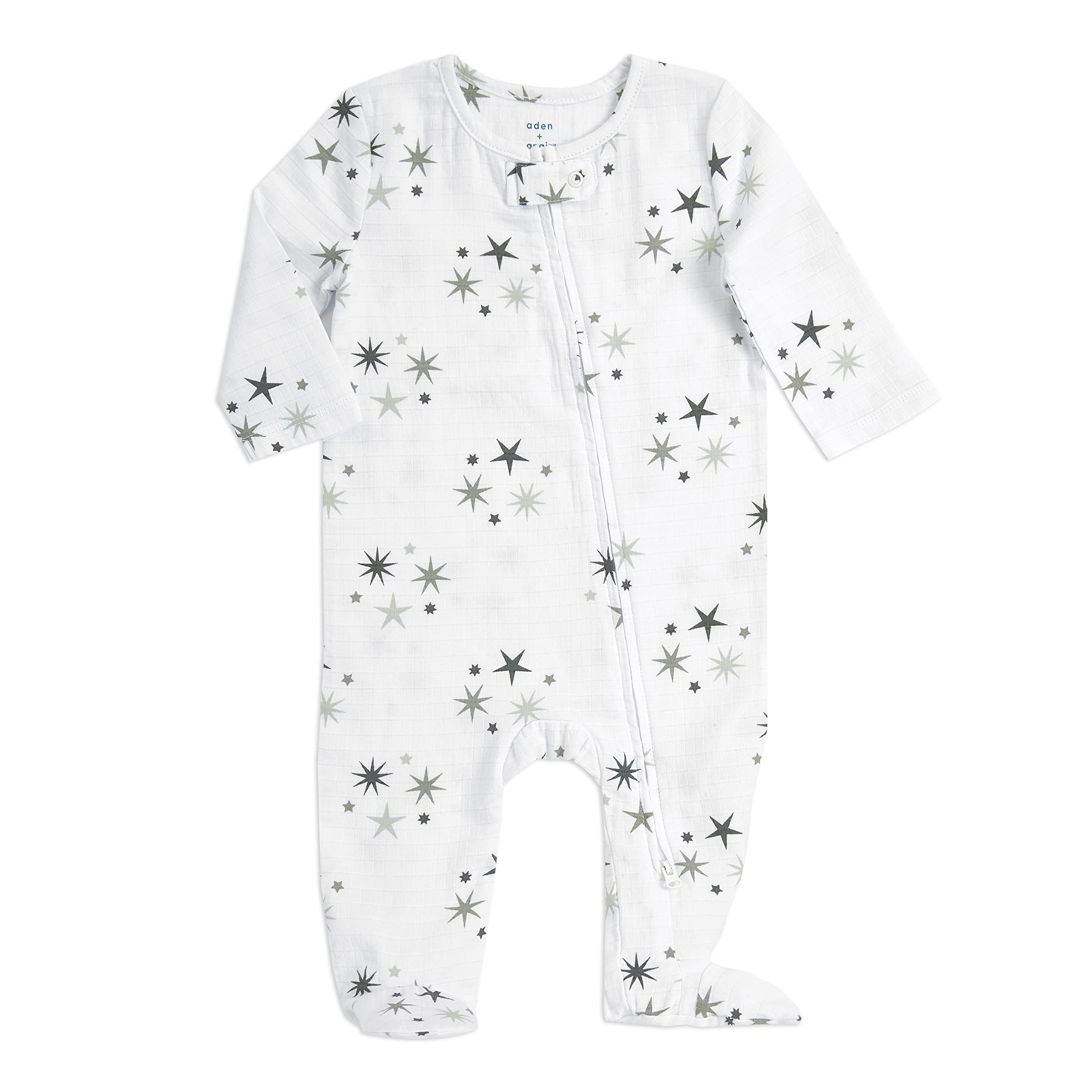 aden + anais Layette, Baby Boy or Girl Long Sleeve Zipper One-Piece, Star Cluster, 3-6M