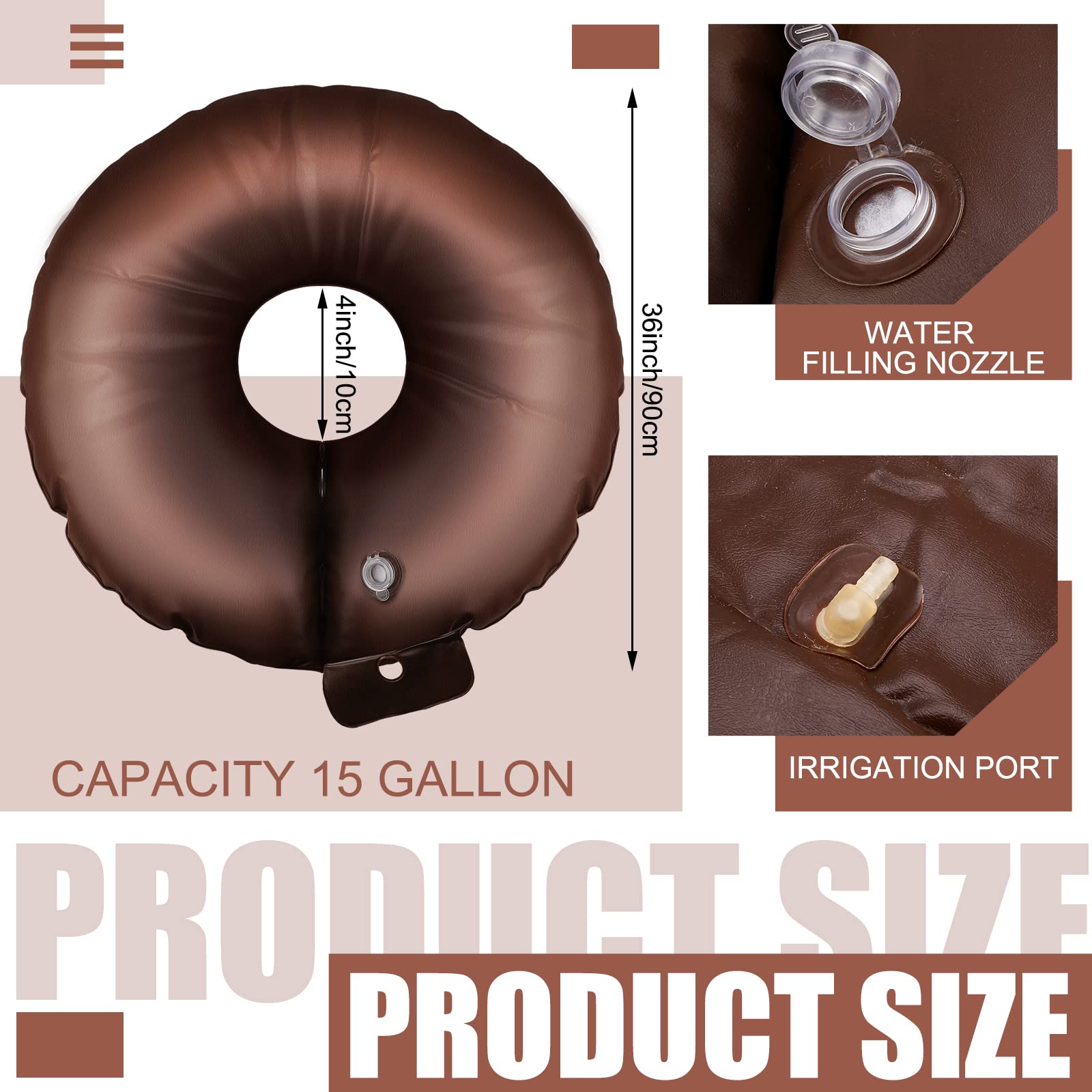 16 Pack Tree Watering Bag Slow Release Tree Watering Ring Automatic Watering System for Potted Plants PVC Water Saving Tree Watering System for Planting Gardening Trees and Shrubs, Brown (15 Gallon)