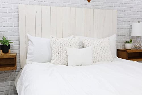 Barn Walls Whitewash Headboard King Size Weathered, Hanger Style, Handcrafted. Mounts on Wall. Easy Installation