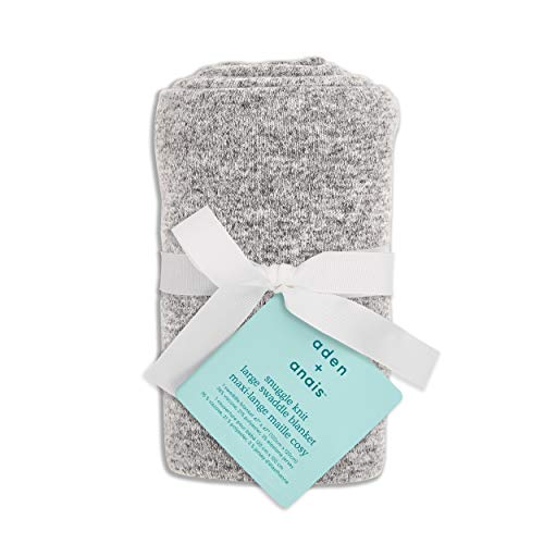 aden + anais Snuggle Knit Baby Swaddle Blanket for Newborn Girl and Boy, Versatile Stroller Cover, Burp Cloth, Nursing Shield, 47 x 47 Inch, Heather Grey