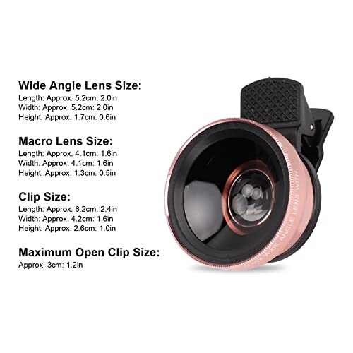 12.5X Macro Lens, Mobile Phone Lens Professional 2 in 1 for Tablets for Smartphone(Rose Gold)