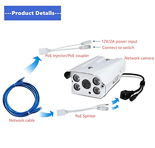 BeElion 5-Pair/10pcs White Passive PoE Injector and Splitter Kits with 5.5x2.1mm DC Connector RJ45 Power Over Ethernet for CCTV Surveillance Camera System