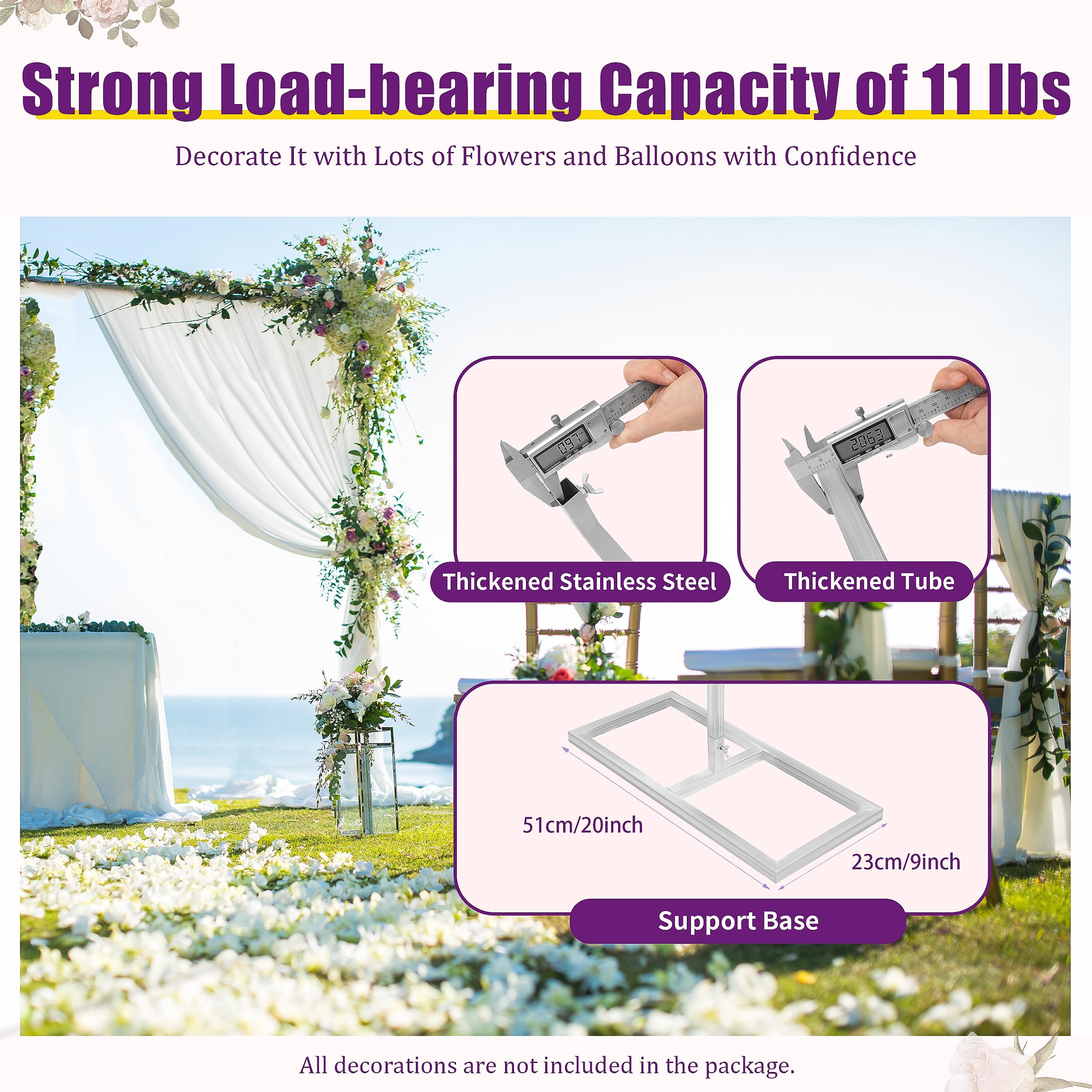 10 X 20 FT Heavy Duty Backdrop Stand Pipe Kit with Base, Rectangular Adjustable Backdrop Stand for Wedding Birthday Party Photo Booth Background Photography Exhibition Decoration