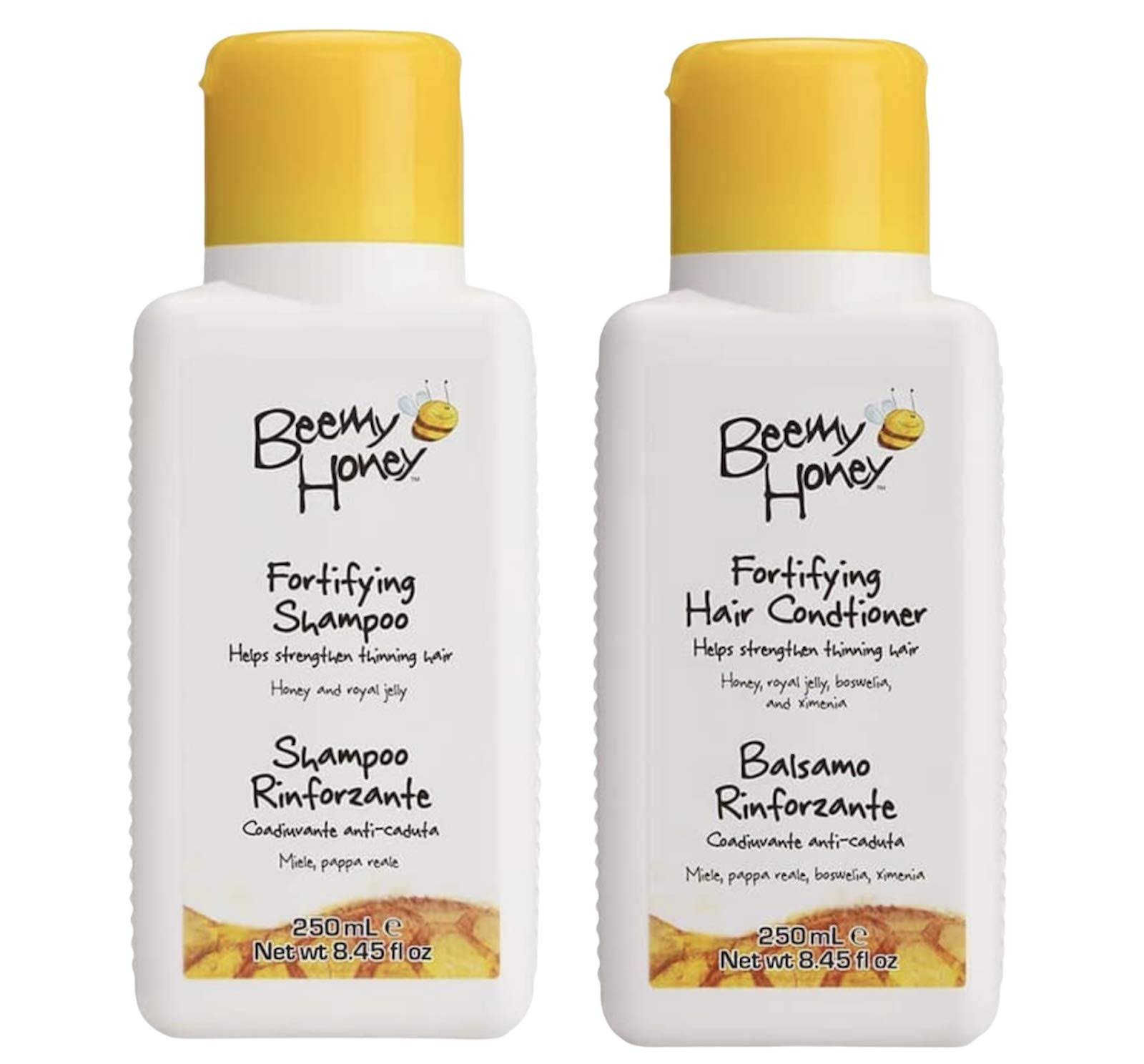 BeeMy Honey Fortifying Shampoo & Conditioner Set, 8.45 oz each, Made in Italy, Hypoallergenic