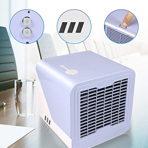 Air Cooler, Mini Portable Air Conditioner Fan Noiseless Evaporative Air Humidifier, Personal Space Air Conditioner, Mini Cooler,3 Gear Speed, LED Night, Office Cooler Humidifier & Purifier