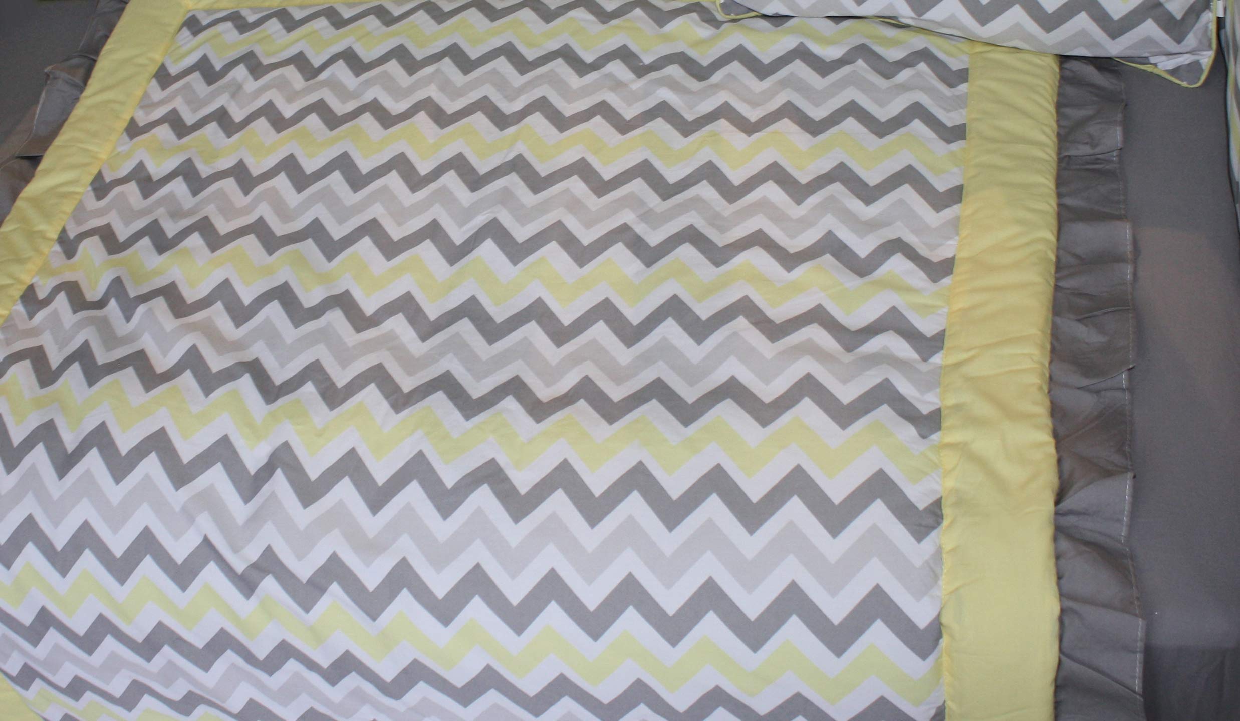 BabyFad Elephant Yellow Chevron 9 Piece Baby Crib Bedding Set 100% Cotton