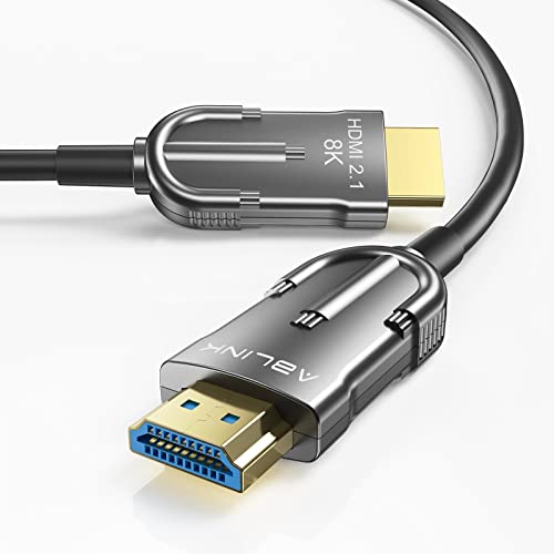 Ablink Certified 8K HDMI Cable 2.1 48Gbps 50FT, Ultra High Speed Fiber Optic HDMI Cable for HDR HDCP2.3 eARC 8K60Hz, 4K 120Hz Compatible with PC HDTV Projector, Xbox Series, in Wall CL3 rated