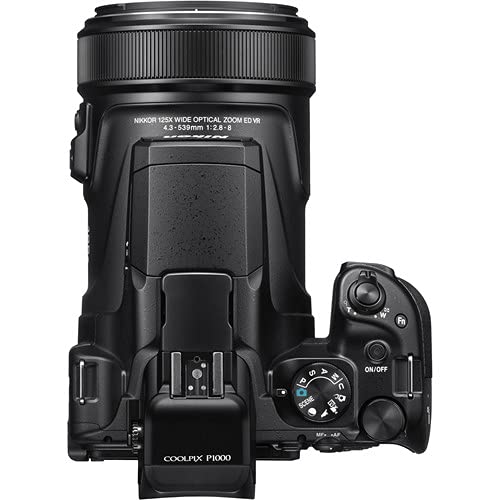 Nikon Intl. COOLPIX P1000 Digital Camera MFR 26522 Video Making Bundle + 128GB High Speed V30 Memory + LED Light, Shotgun Mic, Video U-Bracket + Bag, HD Filters and More