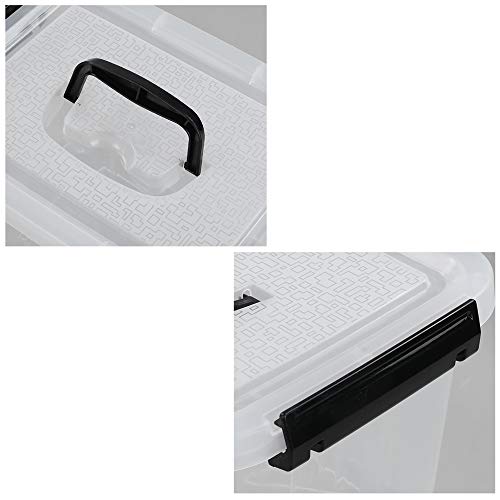 Anbers 6 Quart Clear Plastic Lidded Storage Bins, Latching Box with Handle, 4 Packs