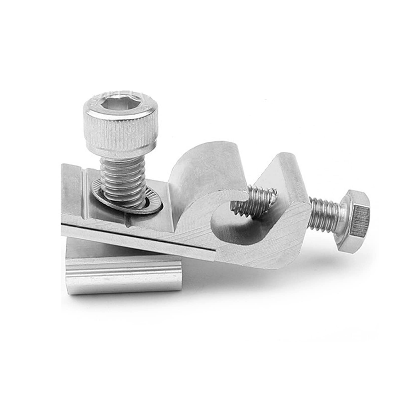 10 Pcs Solar Panel Photovoltaic Grounding Lug Cable Clamps, Solar Panel Fasteners Clips for Solar Mounting Cable Clamps with Nuts and Bolts for RV, Boat, Roof