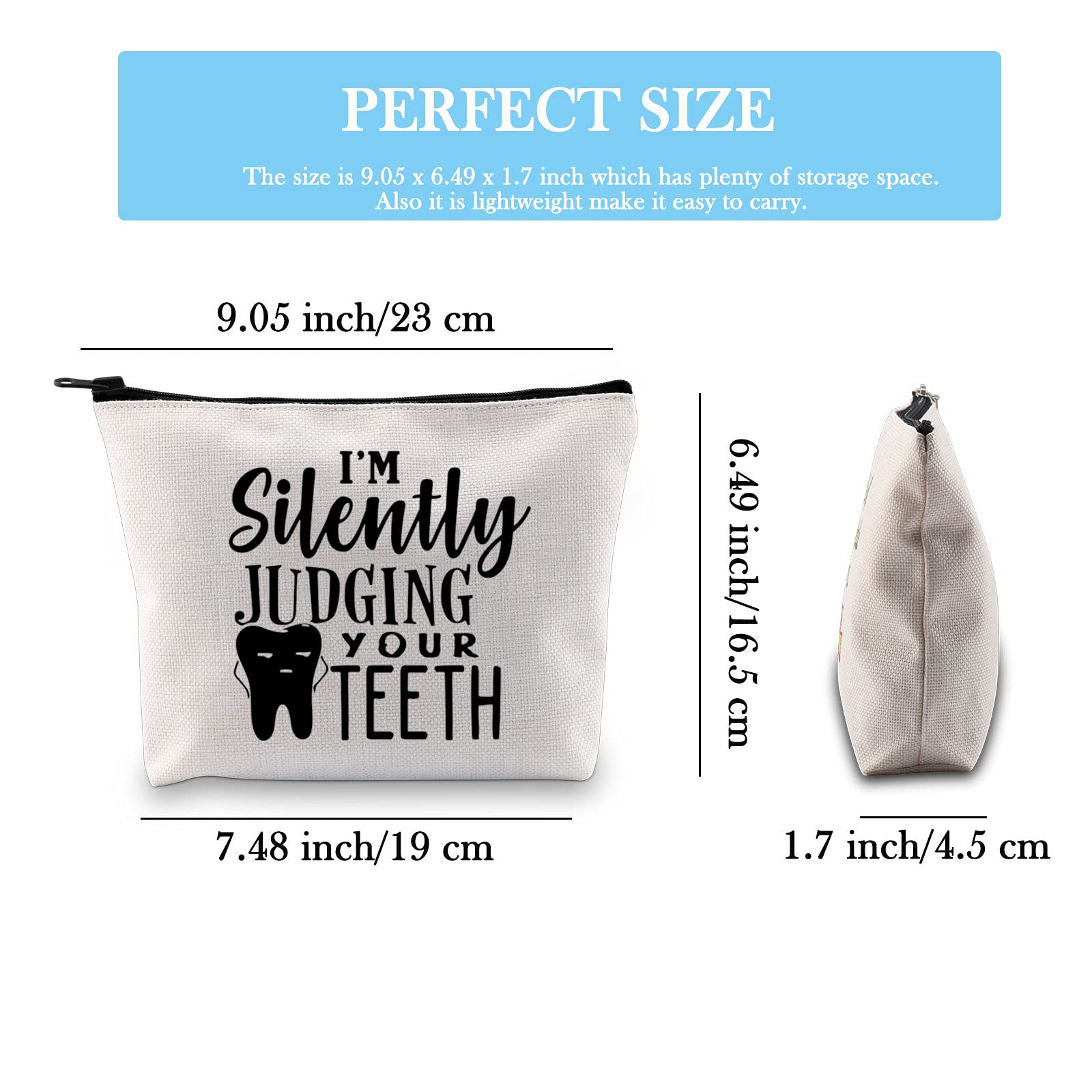 Dentist Gift Dental Hygienist Gift Dental Assistant Gift I’m Silently Judging Your Teeth Dental Graduation Zipper Pouch bag (Judging Your Teeth Bag)