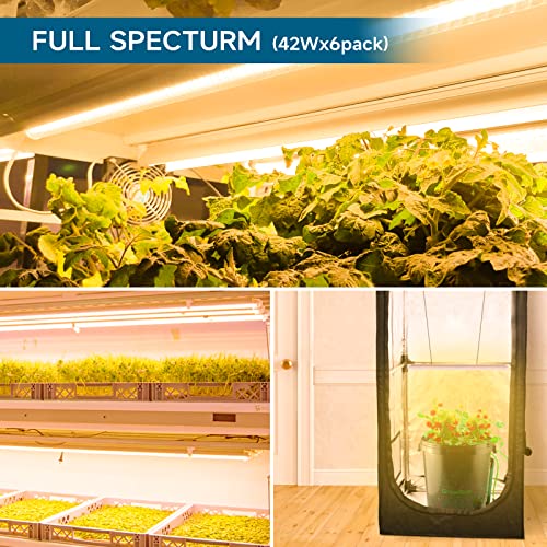 Barrina Plant Grow Light, 252W(6 x 42W, 1400W Equivalent), Full Spectrum, LED Grow Light Strips, T8 Integrated Growing Lamp Fixture, Grow Shop Light, with ON/Off Switch, 6-Pack
