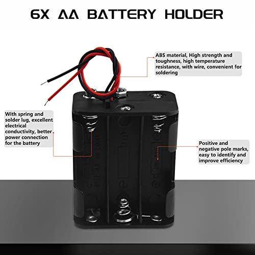 WMYCONGCONG 5 Pack 6 x 1.5V AA Battery Holder with Connector and Hard Plastic Housing T Type Wire (6AA)