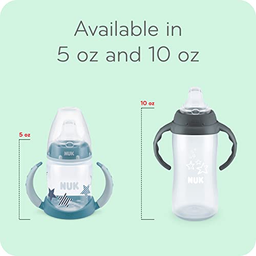 NUK Learner Cup, 10 Ounce, Tritan Gray Star โ BPA Free, Spill Proof Sippy Cup